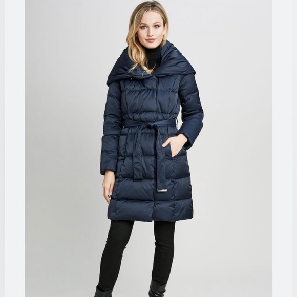 Tahari | Jackets & Coats | Tahari Navy Blue Down Long Puffer Coat ...